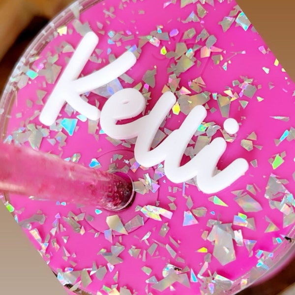 Solids & Glitter Full Lid Trek Tumbler Topper 3D Name Tag Simple Modern ...