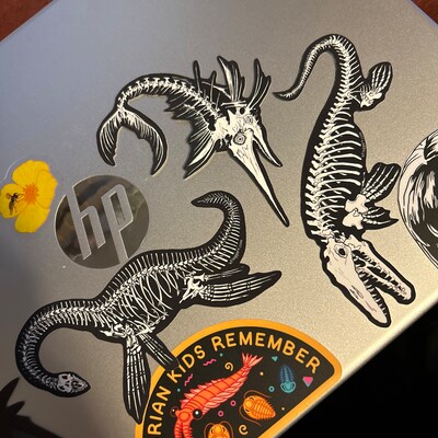 Prehistoric Bones Sticker Pack mosasaurus, Plesiosaurus, Swordfish Set ...