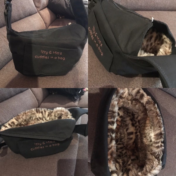 Luxury Small Pet Sling With Plush Faux Fur, Bunny Sling, Pet Travel ...