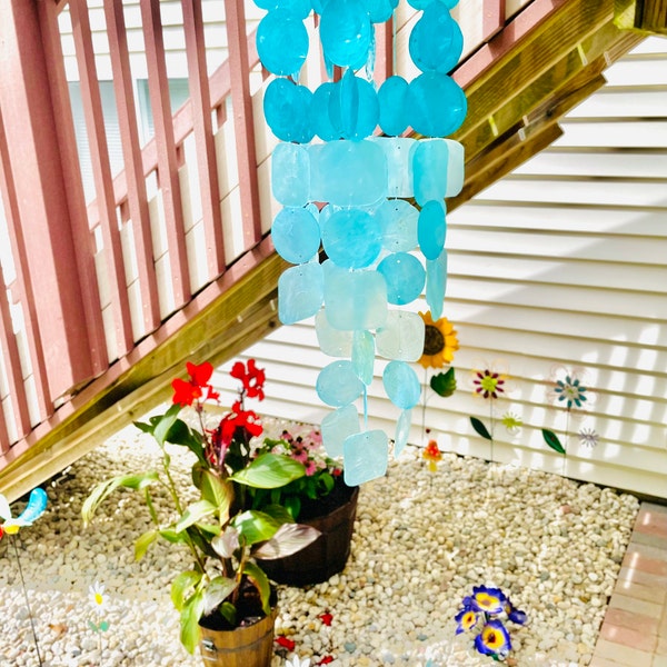 Capiz Shell Wind Chime Ocean Nautical Decor. Waterfall Color. - Etsy
