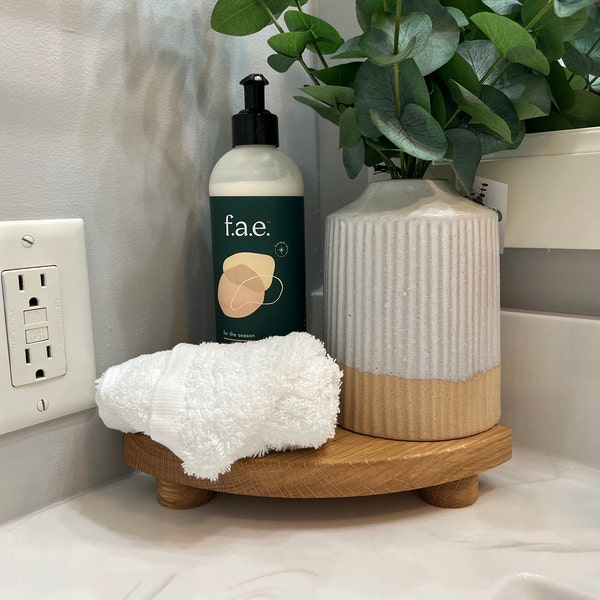 Round Bathroom Soap Stand/ Wood Riser Tray/ Kitchen Stand/ Candle ...