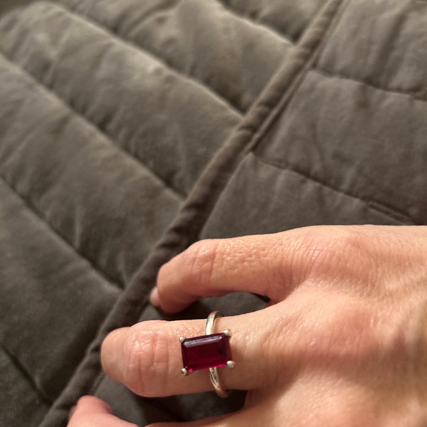 Gold Garnet Rectangle Ring · 14k Solid Gold Garnet Ring · January ...