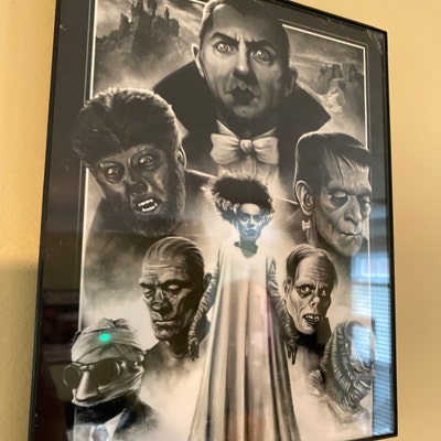 UNIVERSAL MONSTERS Collage Art Print Horror Glossy 8x10 Dracula ...