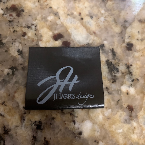 1000 Custom Fold Over Black Satin Tags, Custom Logo Black Labels ...