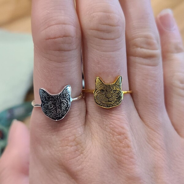 Custom Pet Portrait Ring • Your Pet Ring • Personalized Pet Ring • Cat ...
