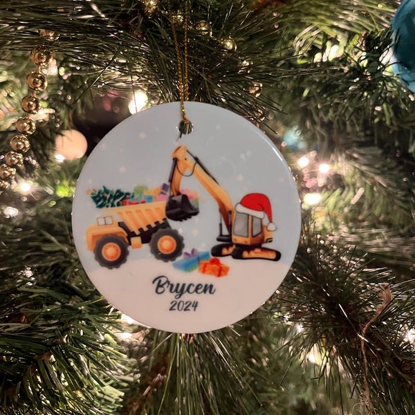 Excavator Christmas Ornament, Personalized Construction Keepsake for ...