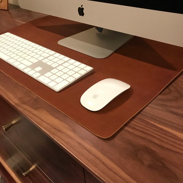 Tan Leather Blotter / Custom Size Desk Pad / Chromed Leather Table Mat ...