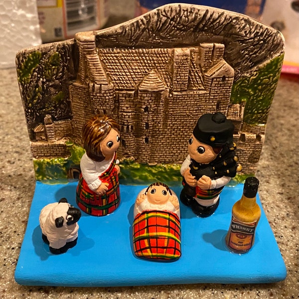 Scottish Nativity Scene - Handmade in Clay - 1 Block - 3.3"x2.2"x2.2 ...