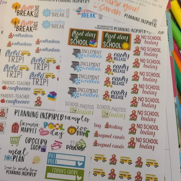 School Stickers, School Stickers for Planner, Set of 70+ School Planner ...