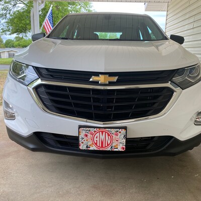 Pink Flower Monogram License Plate Personalized Car Tag Monogram ...