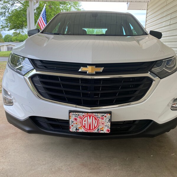 Pink Flower Monogram License Plate - Personalized Car Tag - Monogram ...