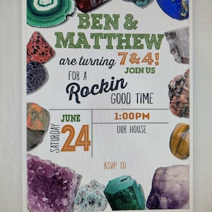Geology Birthday Party Invitations, Girls Geology Invitations, Rock ...
