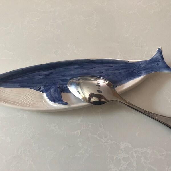 Ceramic Whale Plate, Fin Whale Vessel, Whale Jewelry Holder, Spoon ...