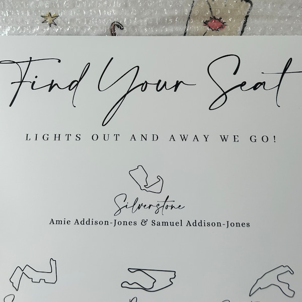 F1 RACETRACK THEMED Wedding Table Plan, Grand Prix Seating Chart ...