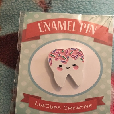 Pink Sweet Tooth Pin Hard Enamel Pin Cloisonné Tooth Lapel Pin Enamel ...