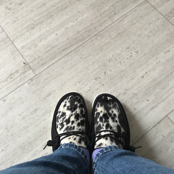 Custom Cowhide Hey Dude Shoes (gray and Salt and Pepper Sizes 6 and 9 ...