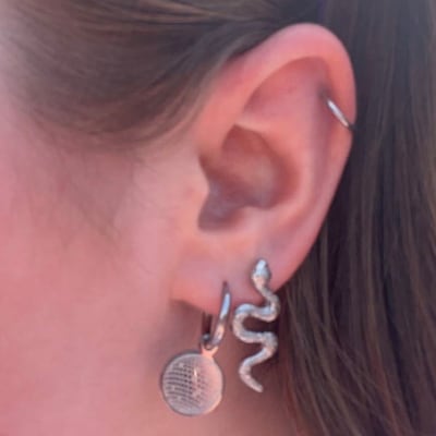 Shining Mirrorball Earrings Reversible Engraved Circle Mini Hoop ...