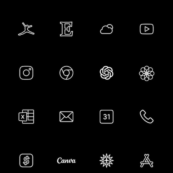 White Ios Icon Pack, Minimal White Icon Pack, Black and White Icon Pack ...