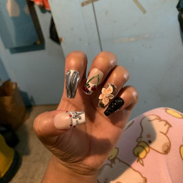 Jelly Ocean-inspired Press on Nails Almond, 3D Beach Theme With ...