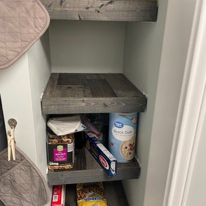 Custom Rustic Gray Wood Shelf Metal Wire Rack Cover Pantry Kitchen Home ...