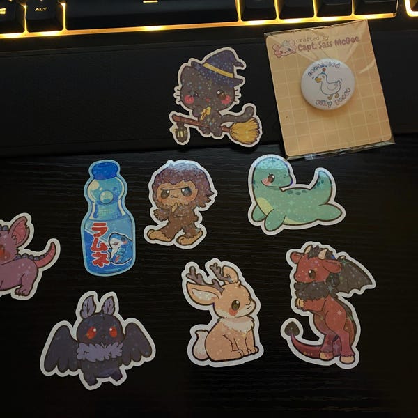 Cute Cryptids Sticker Pack Waterproof Vinyl Stickers 6 Chibi Monsters ...