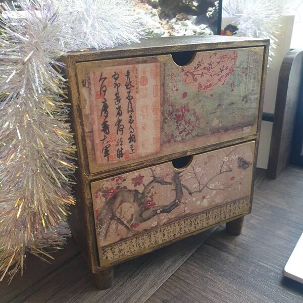 William Morris Tulips -unique Mini Drawer-hand Decorated Wooden Drawer ...