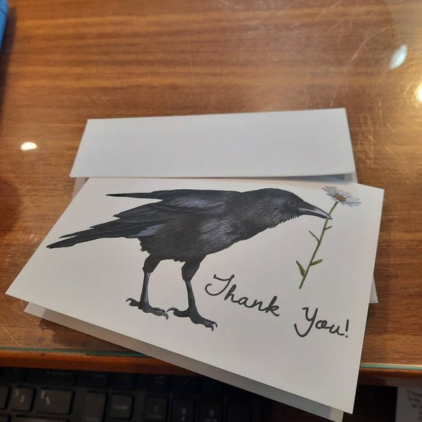 Crow Thank You Note Card Set - Appreciation Cards - Thank You Card Set ...