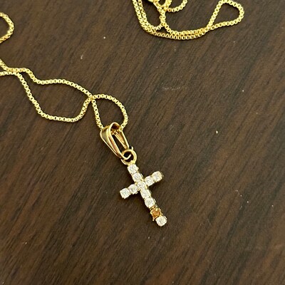 18K Toddler Boy Cross Necklacefigaro Chain With Crosskids - Etsy