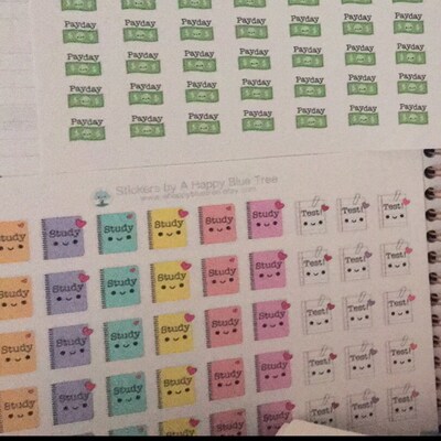 Happy Study Test Reminder Tracker Cute Kawaii Planner Stickers Erin ...