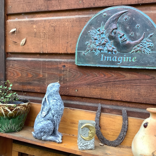 Moon Gazing Hare, English Hares, Rabbit Garden Statue, Bunny Statue - Etsy