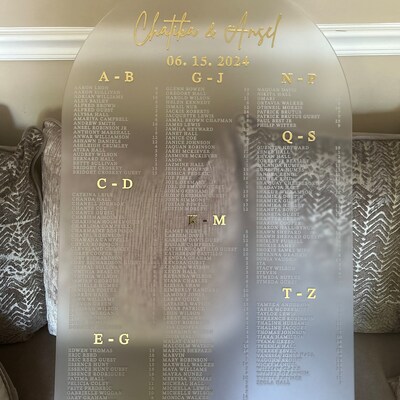 Acrylic Wedding Seating Chart Table Seating Chart Alphabetical Seating ...