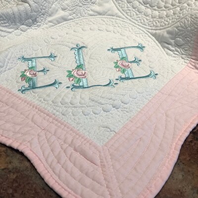 White Eyelet Diaper Cover Monogrammed With a Pink Scalloped Lettering ...