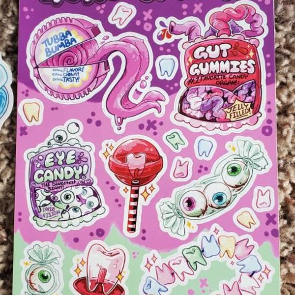 Gore Candy Waterproof Sticker Sheet! - Etsy