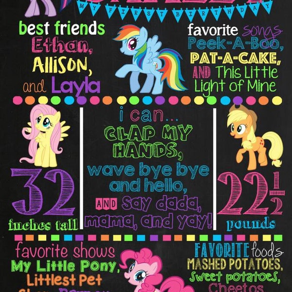 My Little Pony New Generation Milestone Birthday Chalkboard Poster ...
