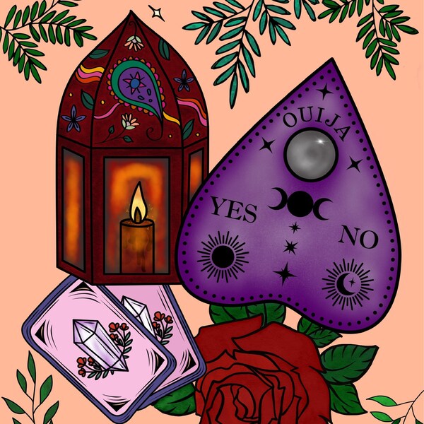 Divination-planchette Coloring Page-witchy Coloring Page-magical ...