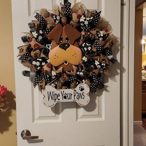 Wipe Your Paws Sign, Pet Sign, Dog Paw Sign, Wreath Sign, Wreath Center ...