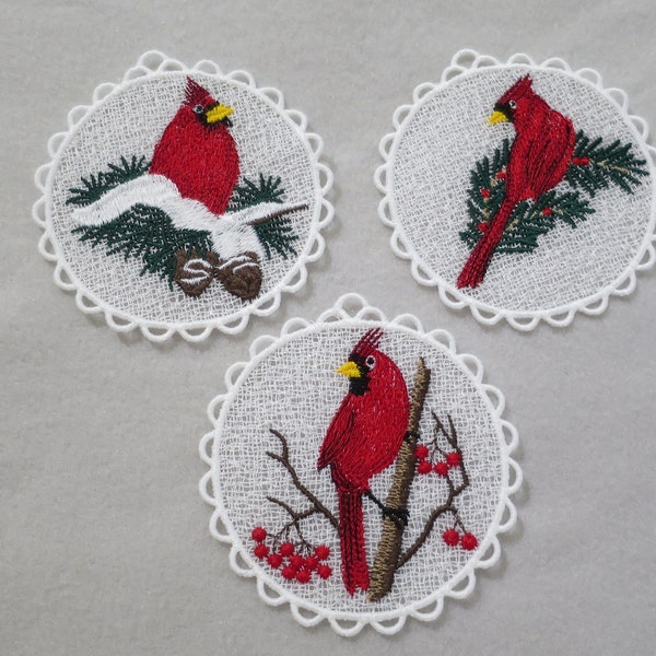 FSL Christmas Cardinal Ornaments Free Standing Lace Letters Machine ...
