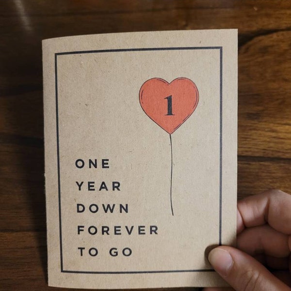 One Year Down Forever to Go - Customizable Anniversary Card for Him ...