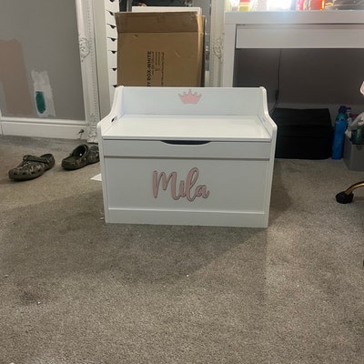 Personalised White Rainbow Childrens Toy Box Toy Storage Toy Chest ...