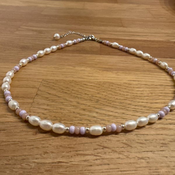 Perlenkette Smiley, Kette Smiley, Süßwasserperlenkette mit Smiley ...