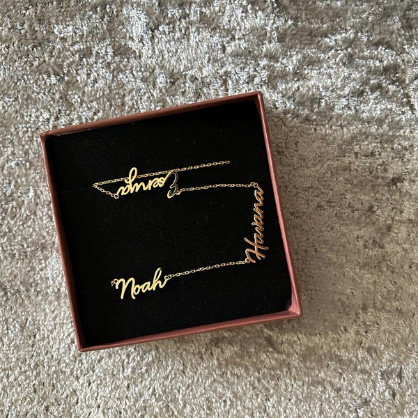 Multi-name Family Necklace, Multiple Nameplated Necklace, Personalized ...