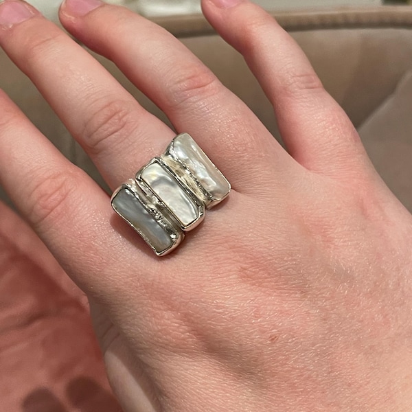 Freshwater Ring Solid Stacking | Authentic Ring | Handmade Ring 24K ...