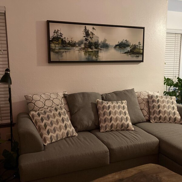 Sunny Beach Day Shoreline Waves Photograph Wall Art. Panoramic Blue ...