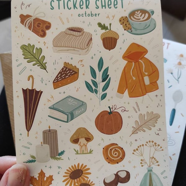 Sticker Sheet - October | Journal Stickers, Calendar, Planner Stickers ...
