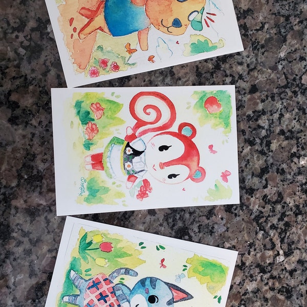 Animal Crossing - Biskit - Watercolor Mini Print - Etsy
