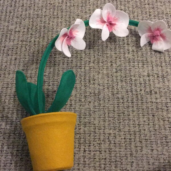 Orchid, Felt Orchid, Orchid Houseplants, Faux Flowers, Handmade Fabric ...
