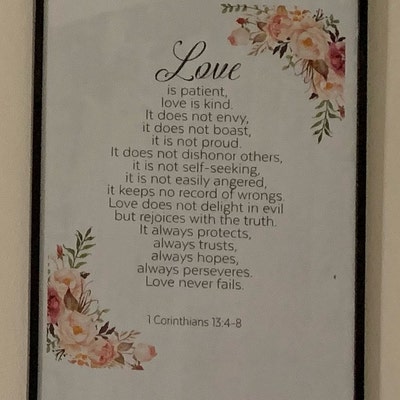 Love is Patient, Love is Kind, 1 Corinthians 13:4-8, Bible Print ...