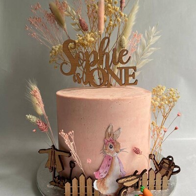 Peter Rabbit Cake Set Wooden Peter Rabbit Cake Topper Flopsy Bunny Cake ...