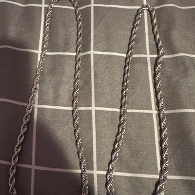 Stainless Steel Silver Rope Chain Waterproof Bracelet Necklace for Men ...