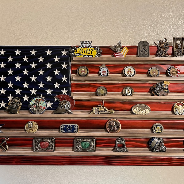 Rustic Wooden American Flag Challenge Coin, Zippo Holder - Personalized ...